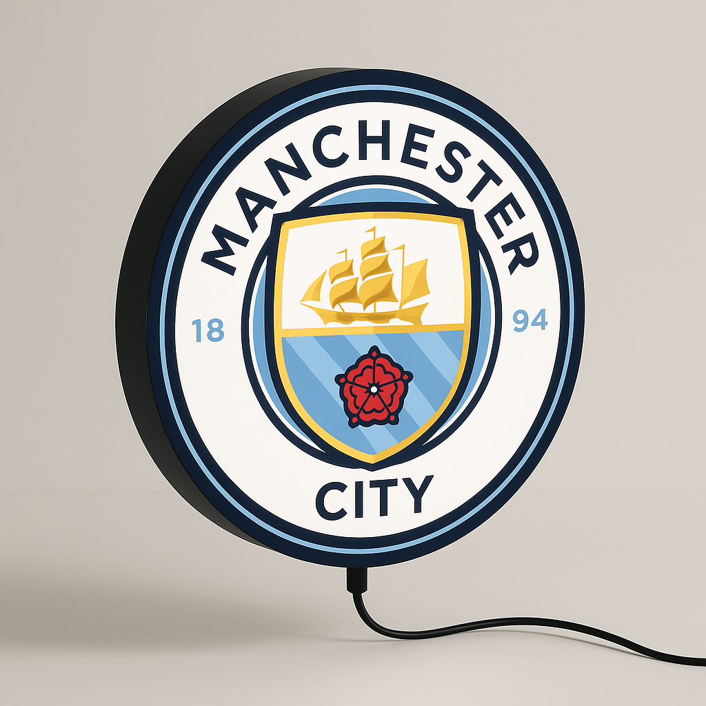 Manchester City FC LED Bar Light – Champions Fan Cave Sign – Sign Guy